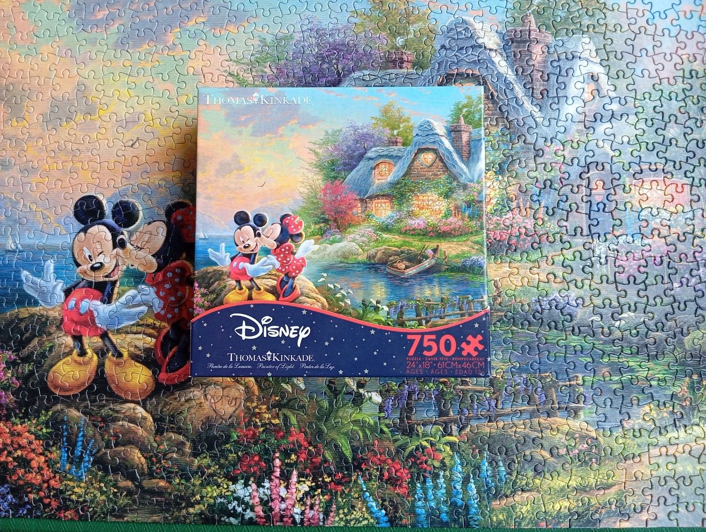 Thomas Kinkade Disney Mickey and Minnie 750 pieces Puzzle, Hobbies ...