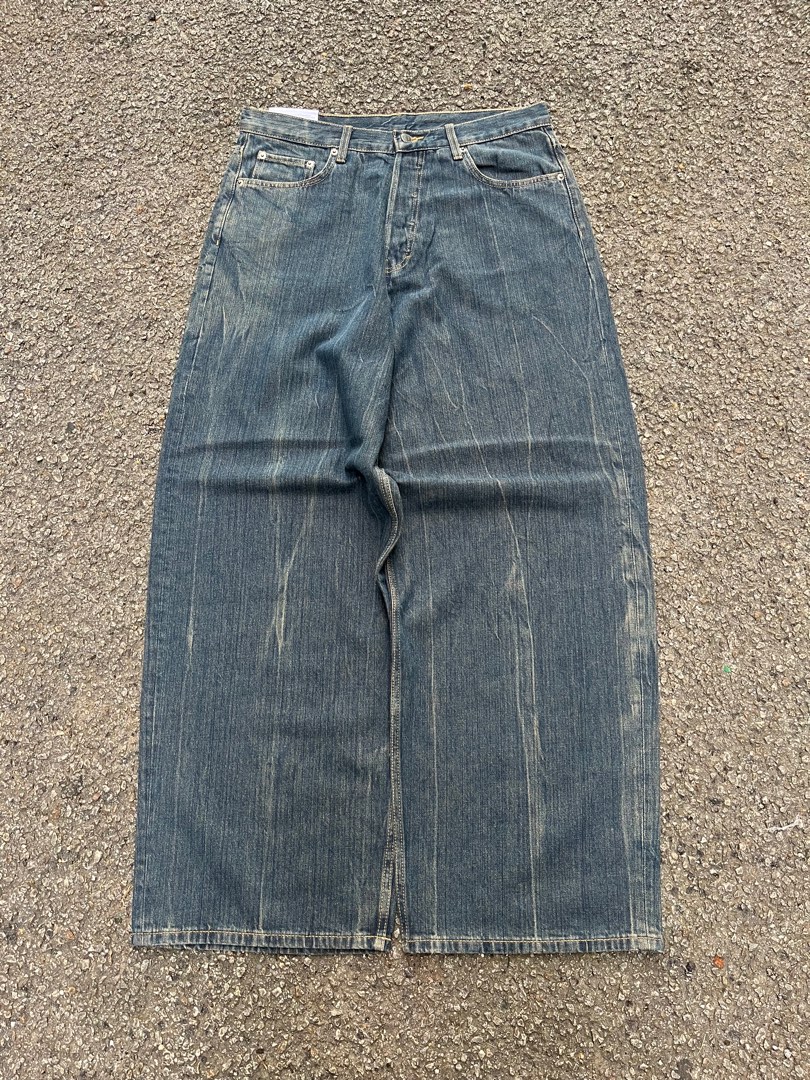 Wide Leg Super Baggy Jeans Weekday Faded Denim, Men's Fashion, Bottoms, Jeans on Carousell