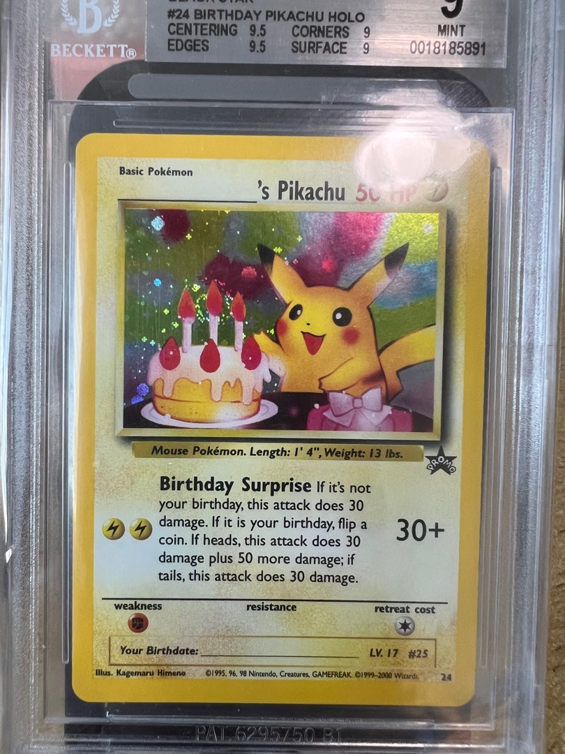 Pokemon BGS 9 WOTC Birthday Pikachu Black Star Promo #24 (candle swirl ...