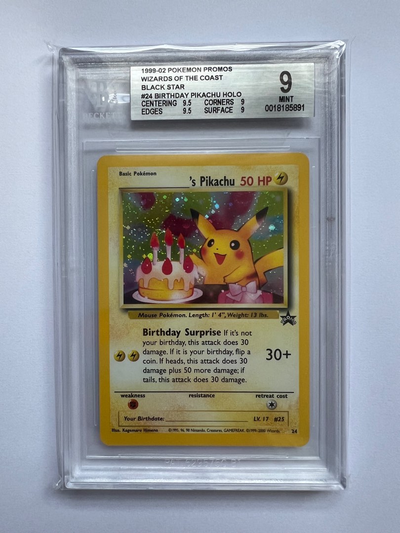 Pokemon BGS 9 WOTC Birthday Pikachu Black Star Promo #24 (w a swirl ...