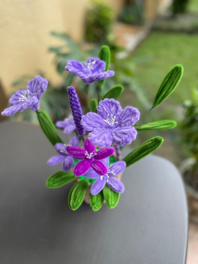 Fuzzy wire flower, Furniture & Home Living, Home Decor, Artificial ...