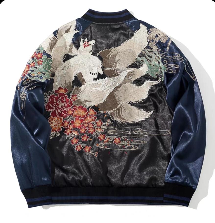 Nine-Tailed Fox Embroidery Jacket | Mythical Kitsune Y2K Design ...