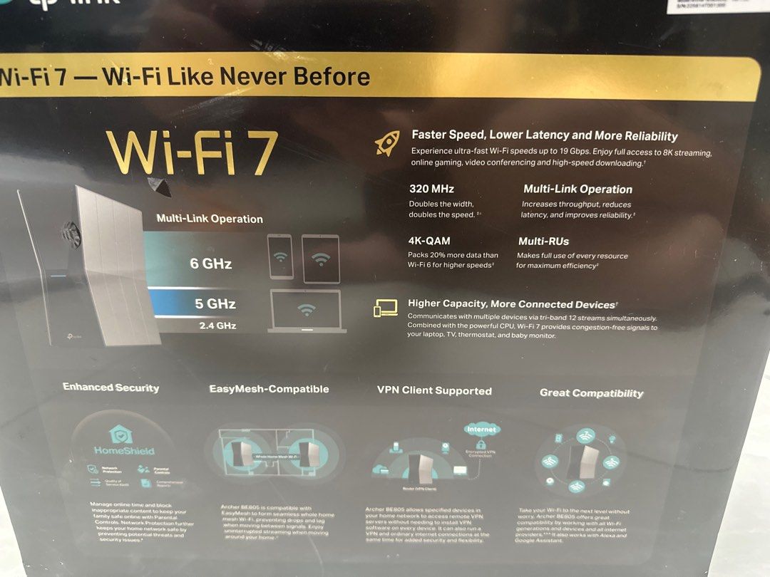 TP-Link Archer BE805 Tri-Band Wi-Fi 7 Router, Computers & Tech, Parts ...