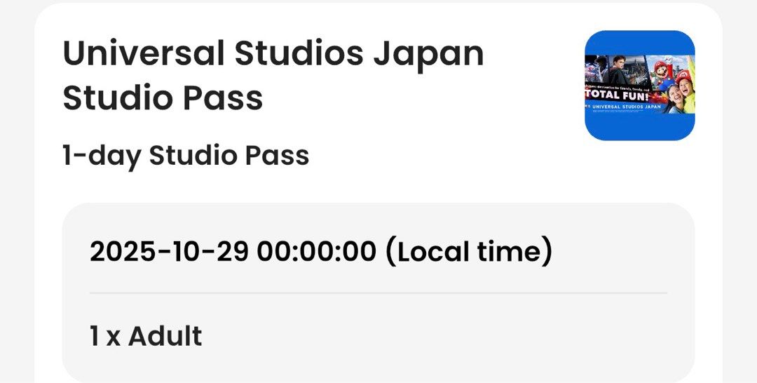 Universal Studios Japan 1-Day Studio Pass - Adult for 29th Oct 2025 ...