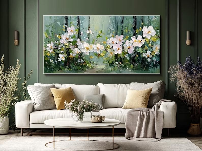 3D texture wall art abstract floral wall decor original forest oil ...