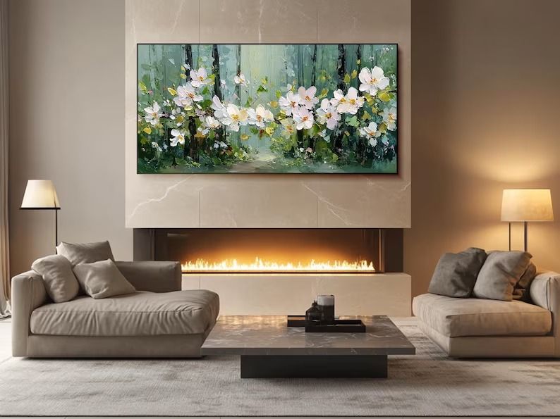 3D texture wall art abstract floral wall decor original forest oil ...