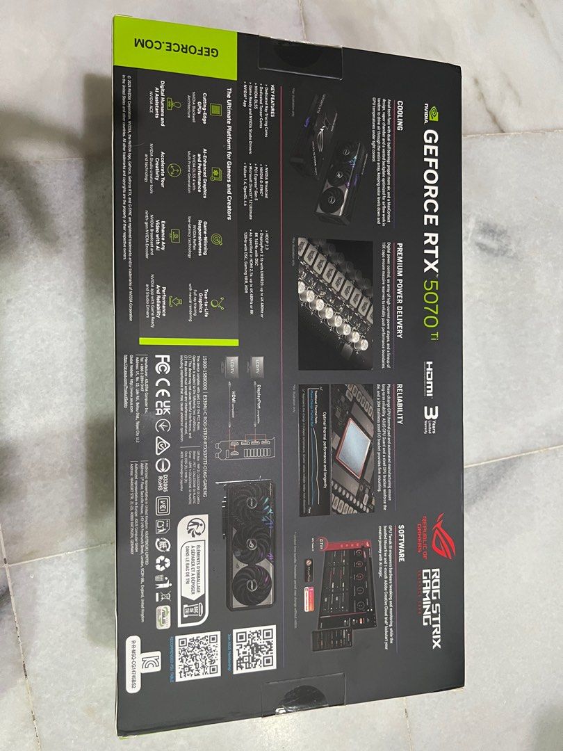 Asus ROG Strix Gaming RTX 5070 Ti 16GB OC GPU Graphic Card, Computers ...