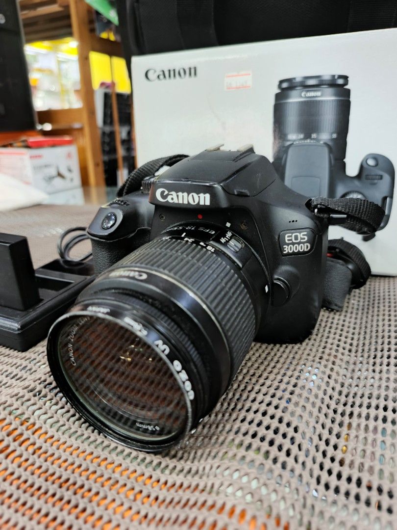 Canon EOS 3000D DSLR Camera with Lens, Photography, Cameras on Carousell