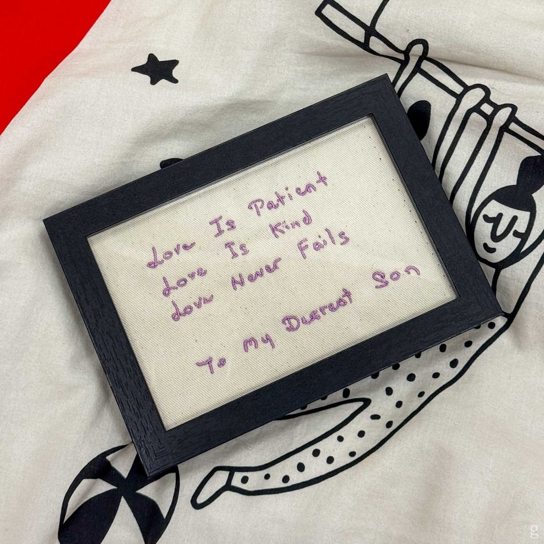 Custom Embroidered Handwritten Note Keepsake Frame, Hobbies & Toys ...