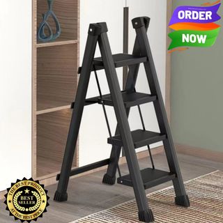 4-Tier Foldable Ladder with Tool Holder, Furniture & Home Living, Home ...