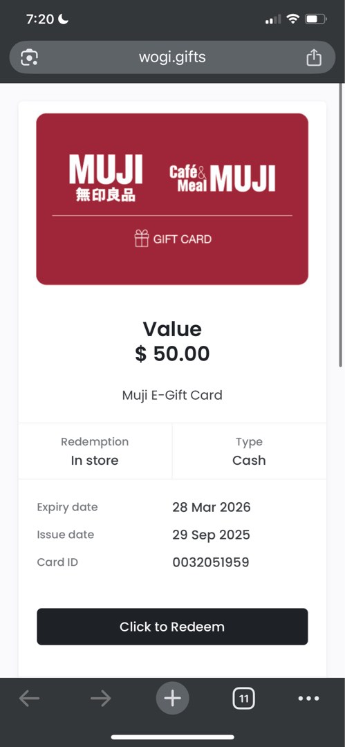 MUJI E-Gift Card - $50 Value, Tickets & Vouchers, Vouchers on Carousell