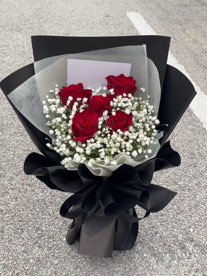 🌹Red Roses+babybreath bouquet | Premium fresh flower bouquet | birthday ...