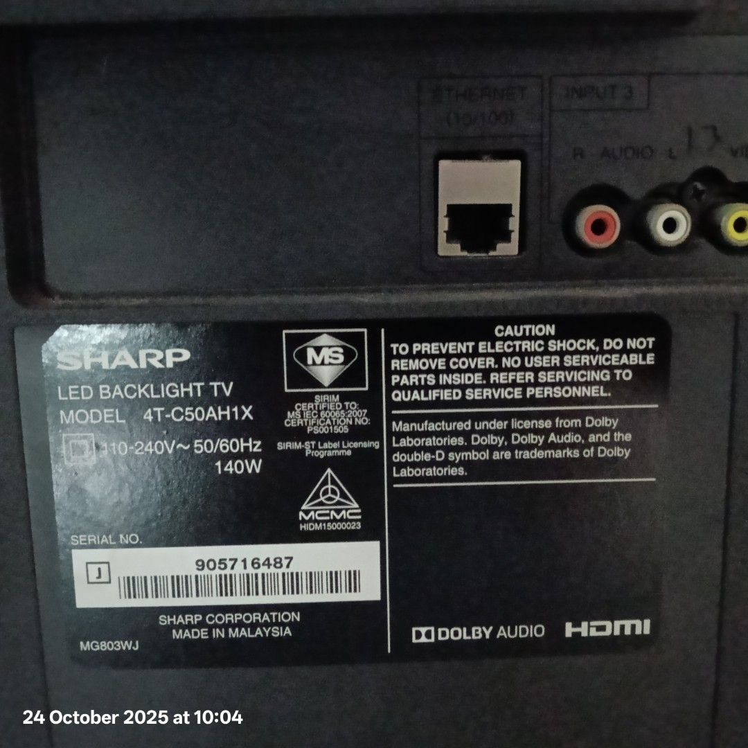 Sharp LED Backlight TV 4T-C50AH1X, TV & Home Appliances, TV ...
