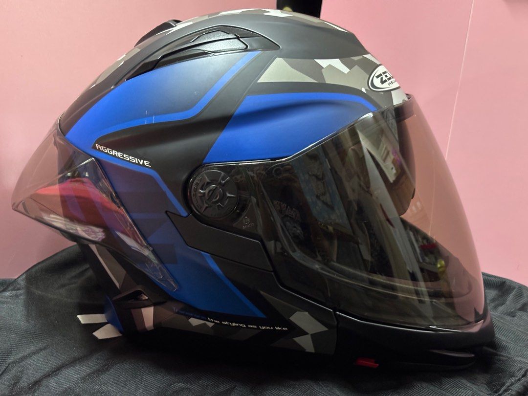 Zeus GJ-613 Matt Black/Blue Motorcycle Helmet, Auto Accessories on ...