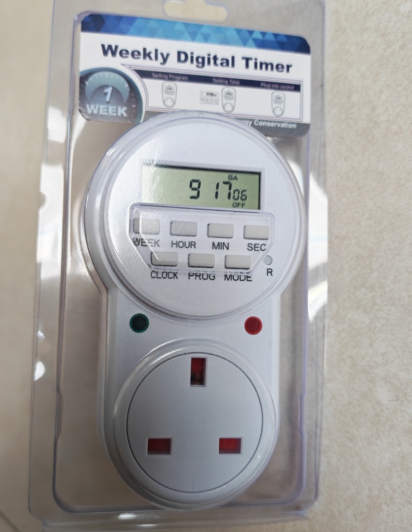 數碼定時插座 - 20組定時及倒數計時開關 Weekly Digital Timer with Countdown, 家庭電器, 其他家庭電器 ...