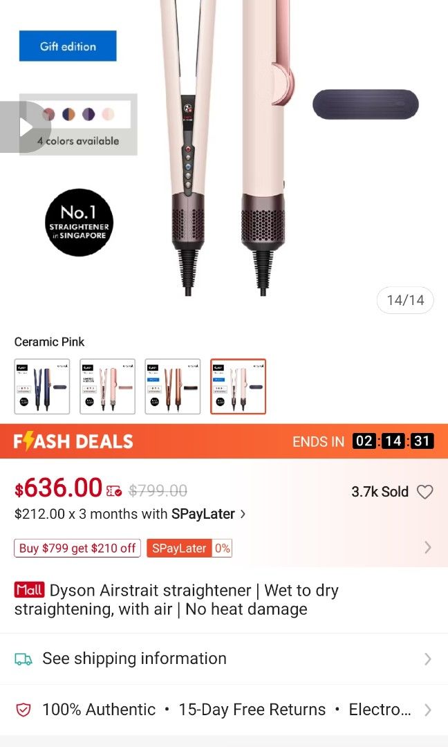 Dyson Airstrait - ceramic pink (Limited Edition), Beauty & Personal ...