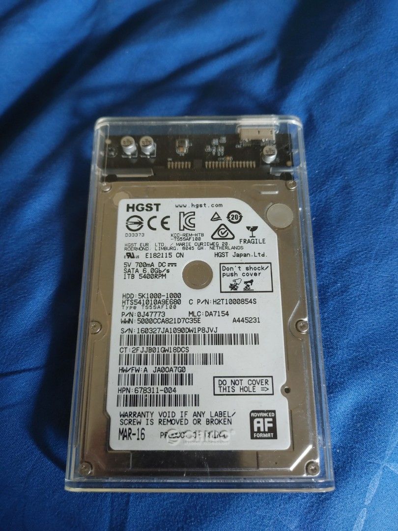 HGST 1TB SATA HDD Enclosure, Computers & Tech, Parts & Accessories ...