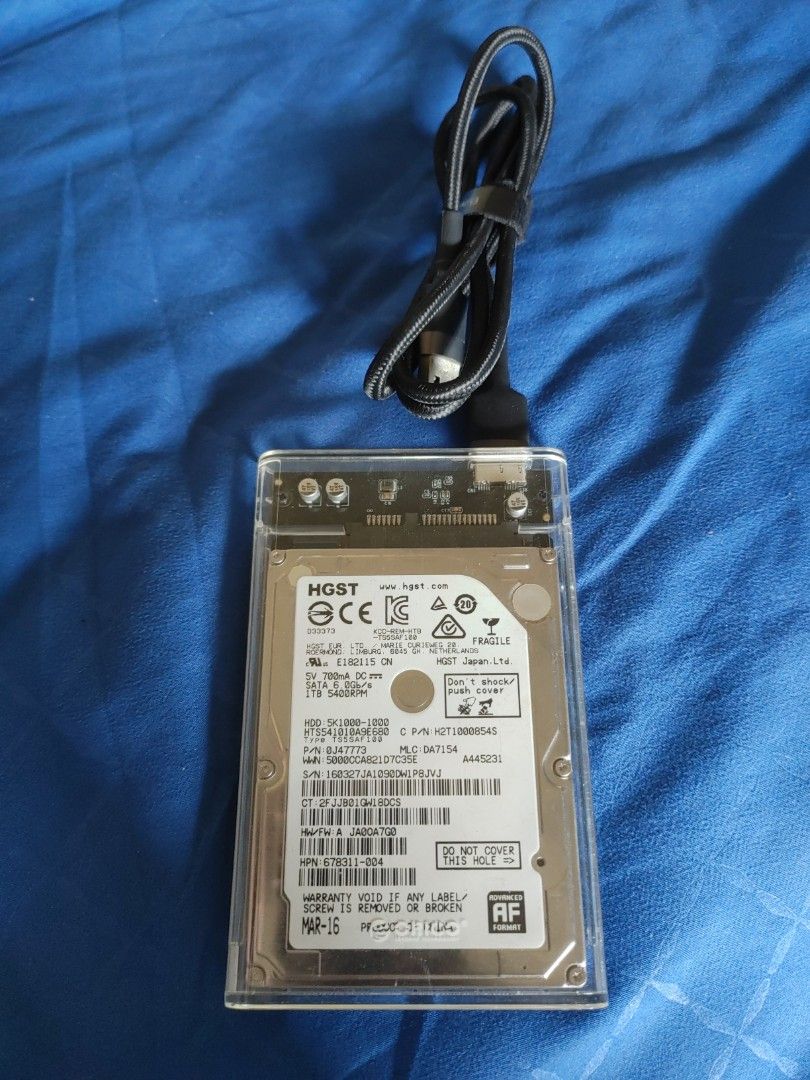 HGST 1TB SATA HDD Enclosure, Computers & Tech, Parts & Accessories ...