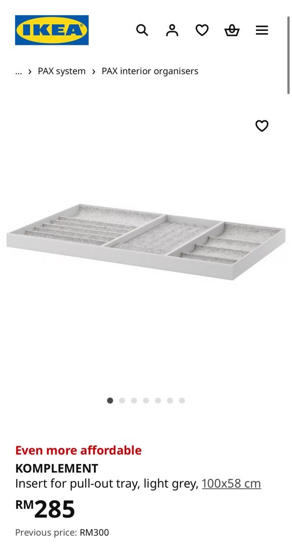 IKEA PAX KOMPLEMENT Pull-out Tray with insert, Furniture & Home Living, Home Improvement ...
