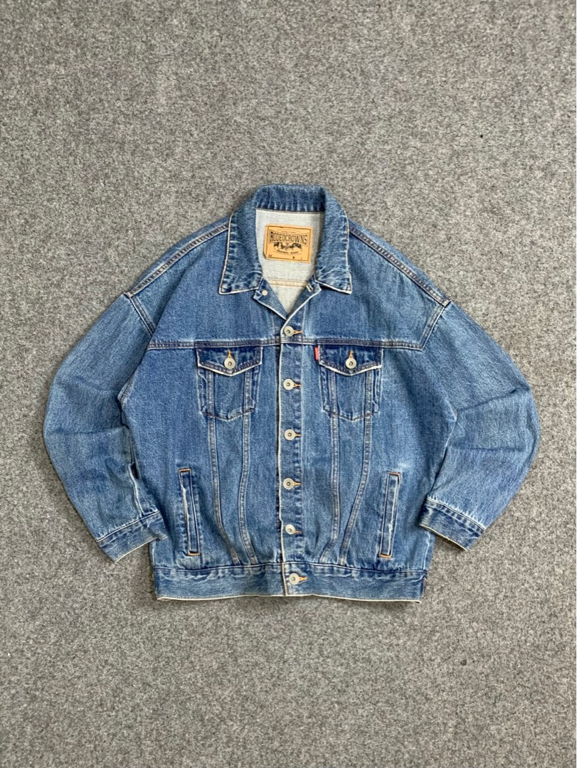 Rodeo Crown Denim Blue Colour Trucker Jacket Full Emboss, Fesyen Pria ...