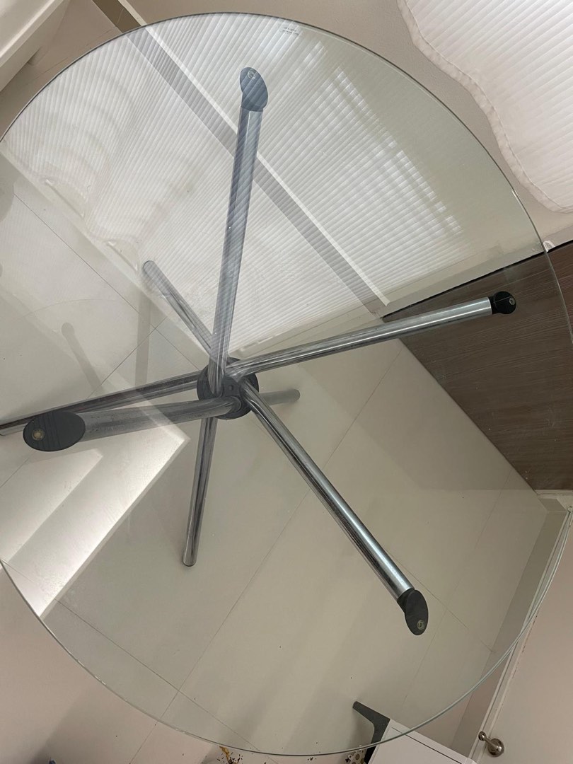 Round Glass Dining Table 1m Diameter, Furniture & Home Living ...