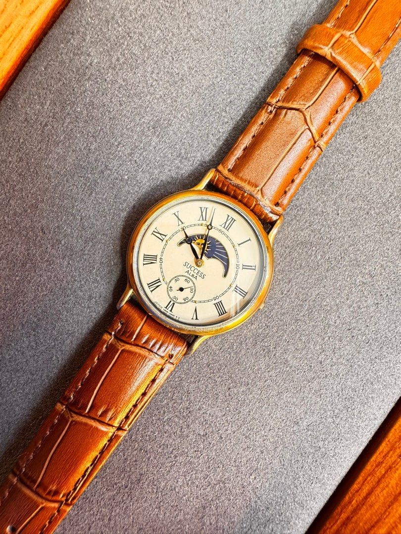 Alba Success Moonphase Vintage Quartz Watch (Japan, 1990s) 🌙, Men's ...