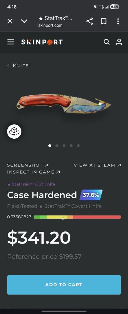 StatTrack FT Gut Knife Case Hardened Cs2 skin knife, Video Gaming ...