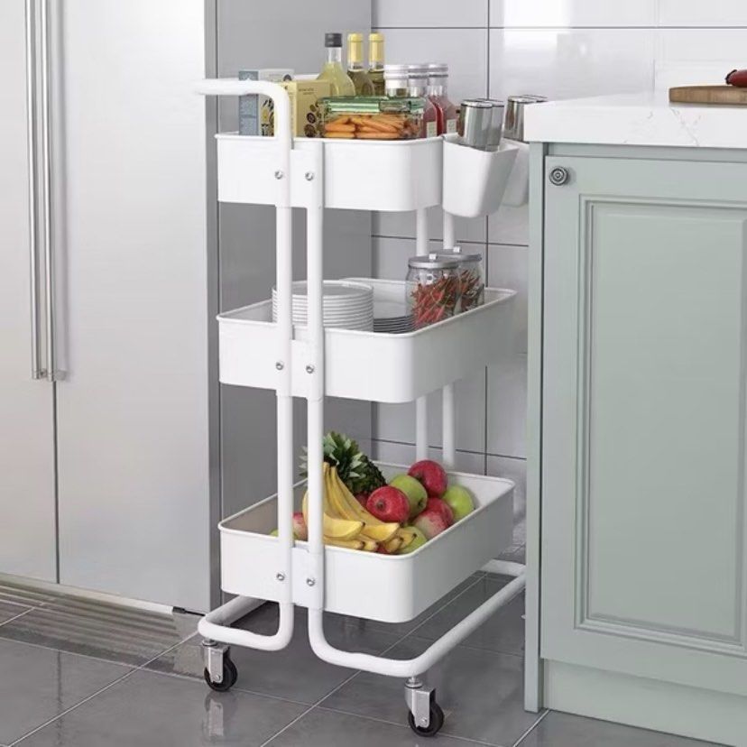 3-TIER METAL TROLLEY WITH WHEELS, Furniture & Home Living, Furniture ...
