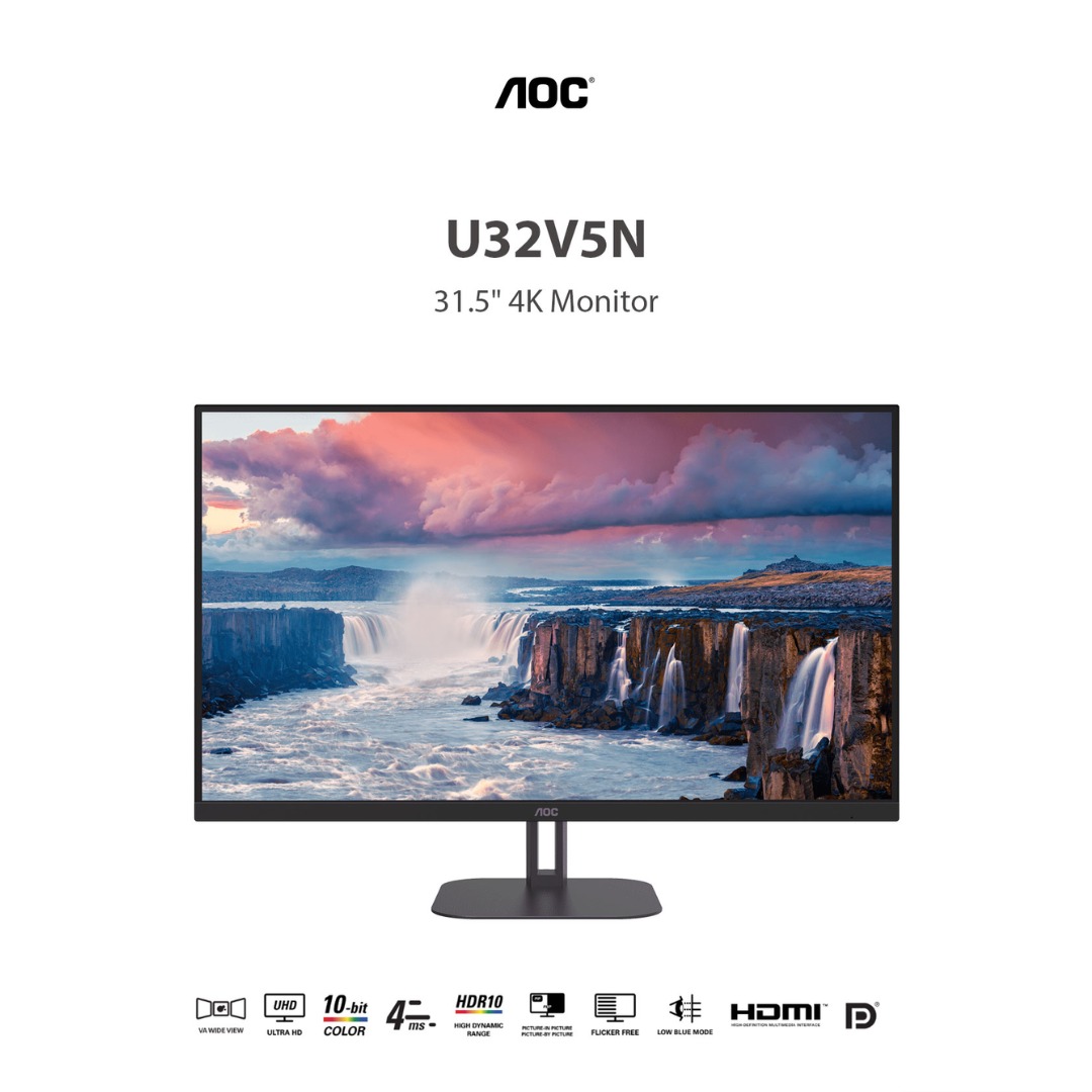 AOC U32V5N 31.5" 4K UHD VA MONITOR (True 10-bit color technology ...