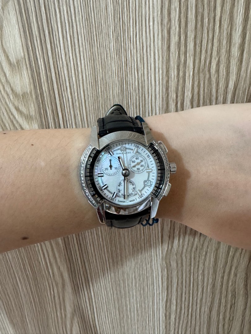 Auth Frank Rosha Chronograph W/ Real Diamond Bezel Unisex Watch, Luxury ...