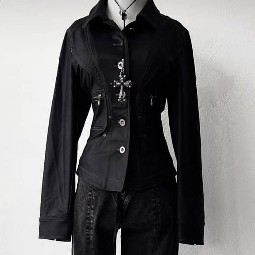 Black Grunge Gothic Y2K Jacket Emo Gyaru, Women's Fashion, Coats ...