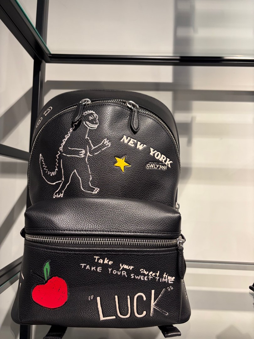 Coach x Rexy Dinosaur Basquiat Limited edition Black Leather Charter ...