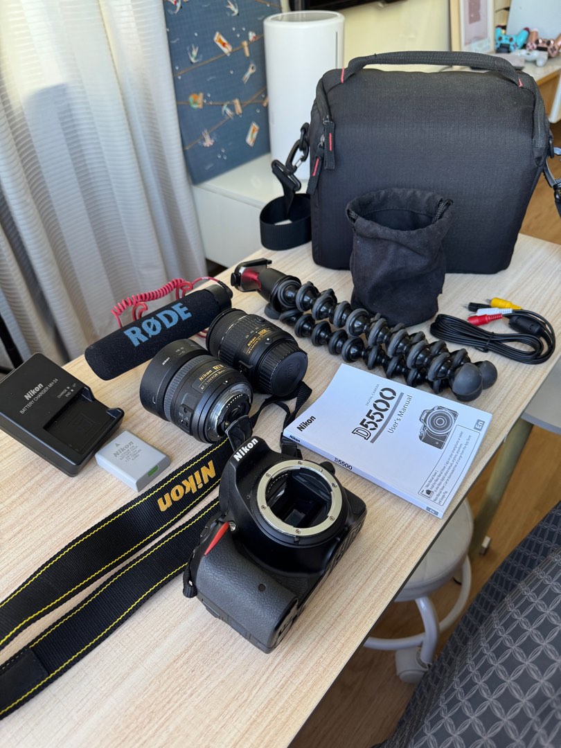 Full Set Nikon D5500 DSLR With 2 Lens, Photography, Cameras on Carousell