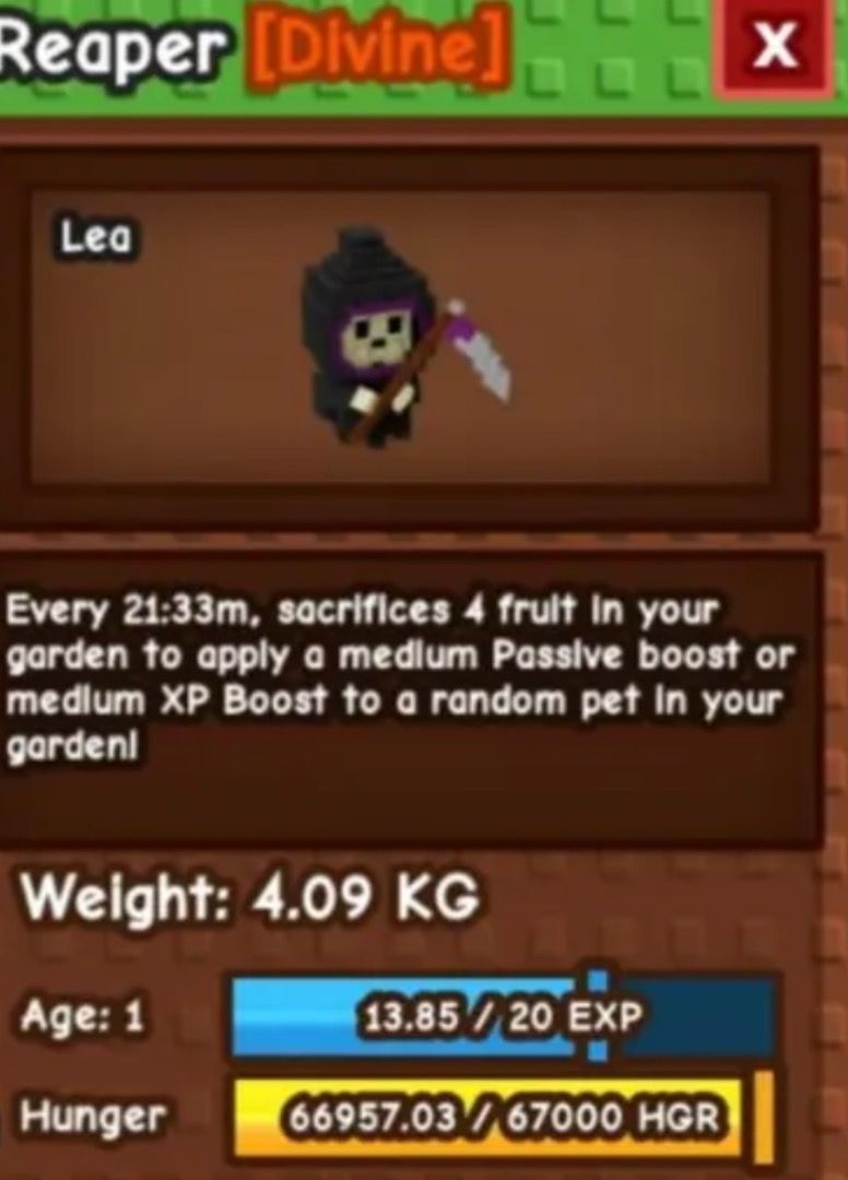 Huge Nightmare Headless Horseman 43.46kg, age 100 | Huge Reaper 4.09kg, age 1 - Grow A Garden ...