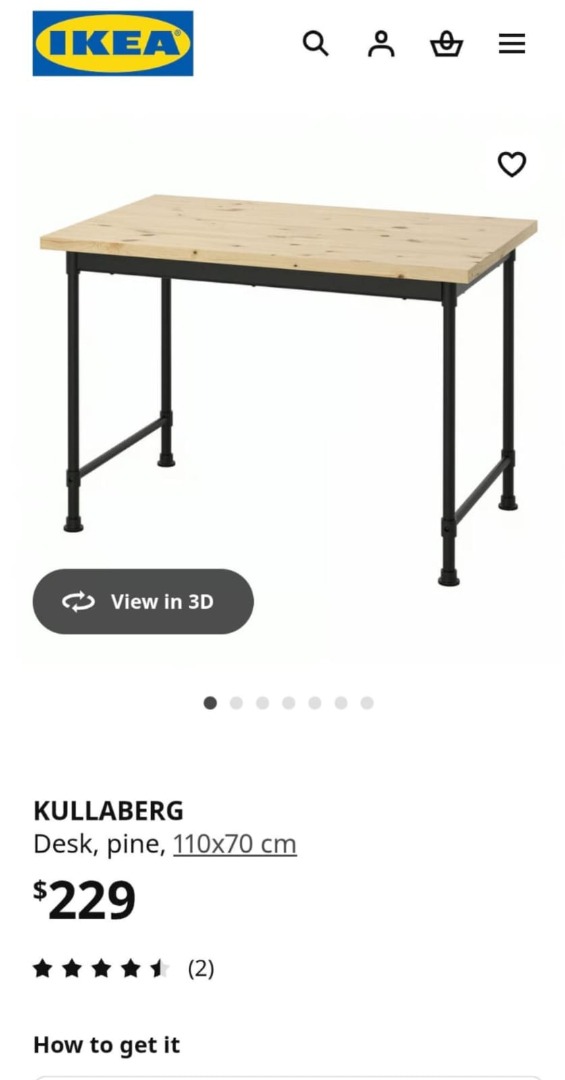 IKEA KULLABERG Desk in Excellent Condition, Furniture & Home Living ...