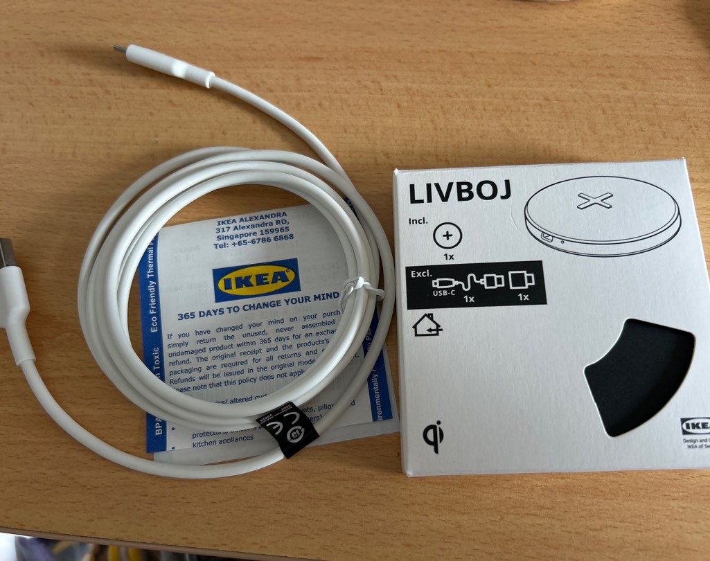 IKEA LIVBOJ Wireless Charger with USB-C Cable, Mobile Phones & Gadgets ...