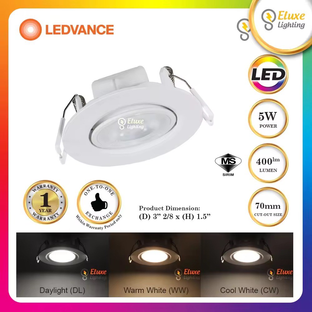 OSRAM LEDVANCE GEN2 3 5W 3INCH LED EYEBALL x 5, Furniture & Home Living ...