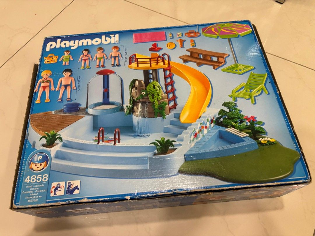 PlayMobil Family Swimming Pool with Slide Set, Hobbies & Toys, Toys ...