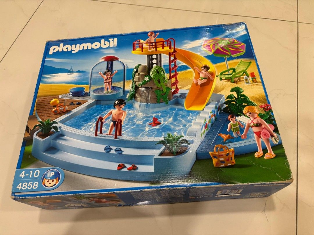 PlayMobil Family Swimming Pool with Slide Set, Hobbies & Toys, Toys ...