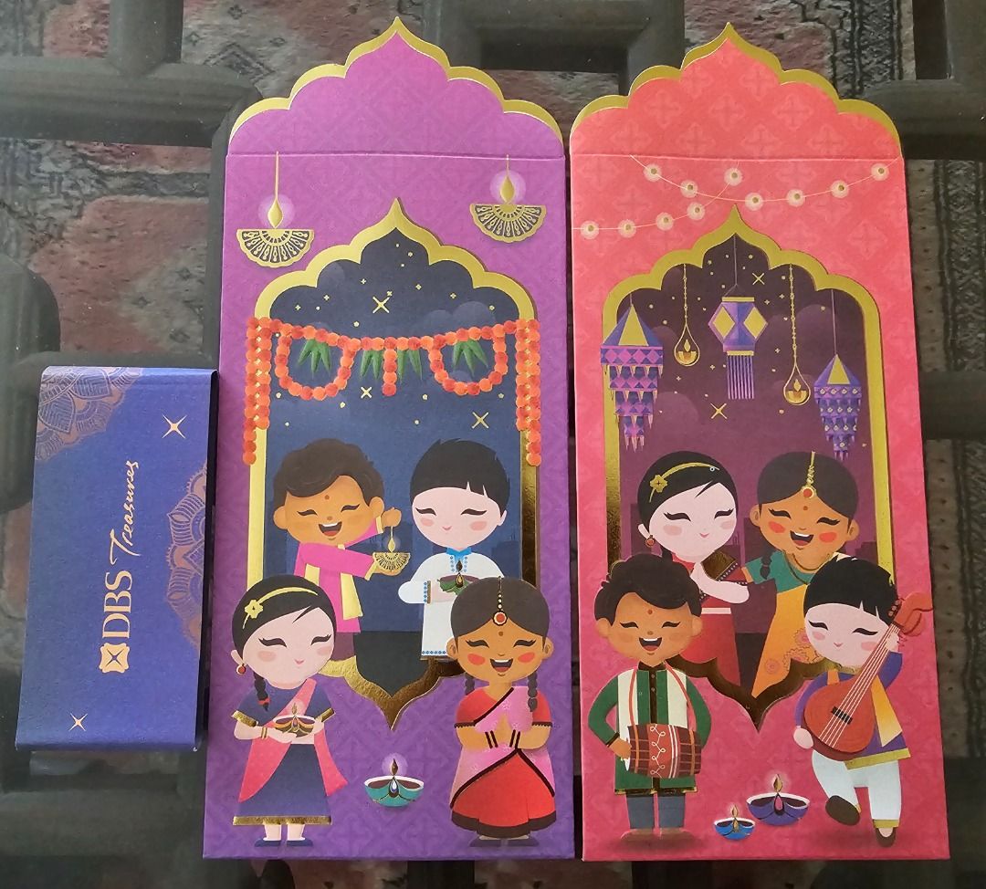 8 pcs DBS 2025 & 2023 Deepavali Packet / Ang Bao Pow Pao, Hobbies ...