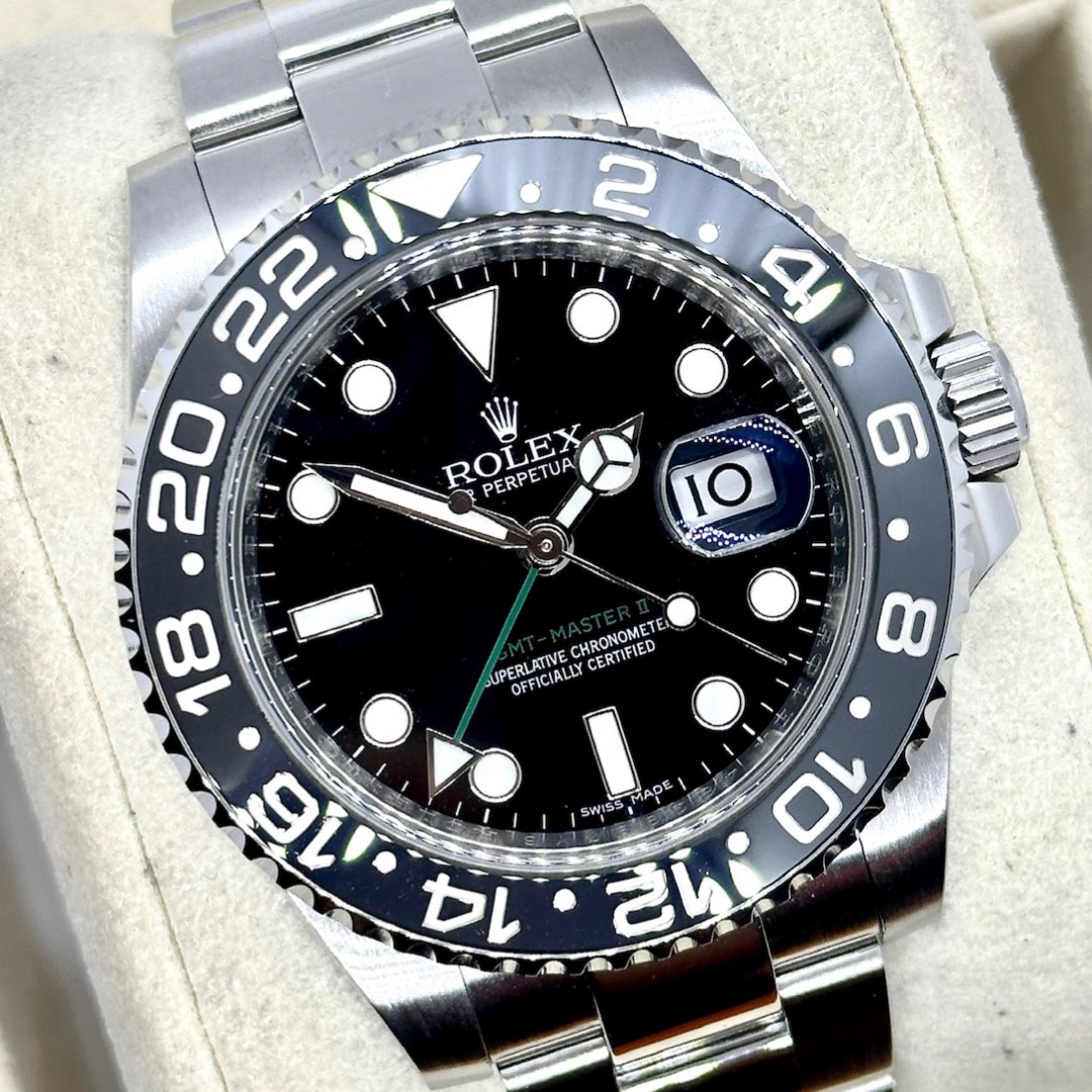 | MINT|2013 Rolex Gmt Master 2 116710ln Black Knight Green Needle ...