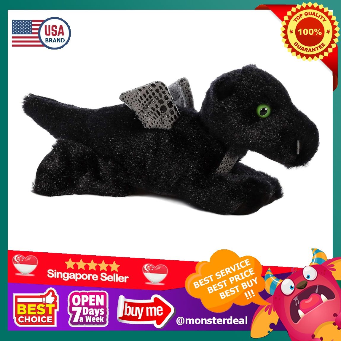 Aurora - Mini Flopsie - 8" Midnight Dragon, Hobbies & Toys, Toys ...