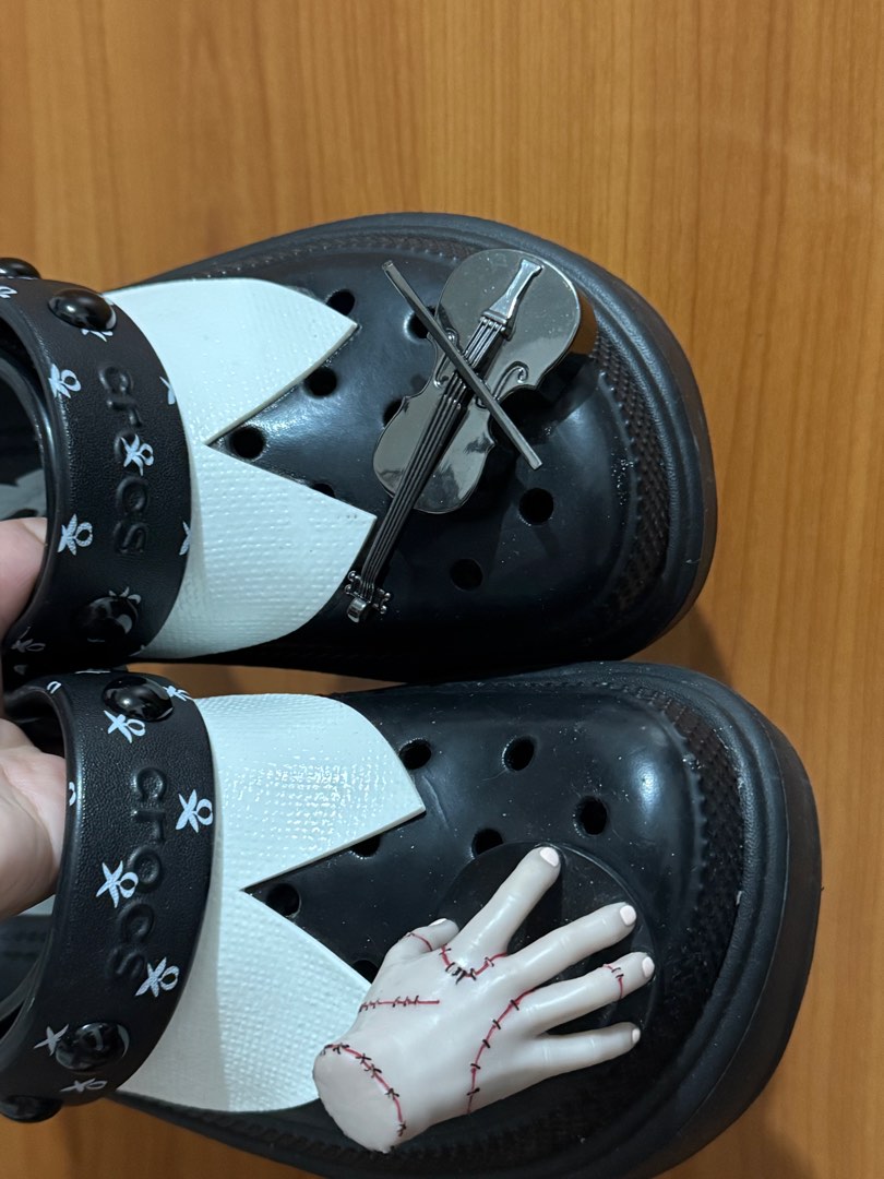 Crocs Wednesday Addams Charms, Women's Fashion, Footwear, Loafers on ...