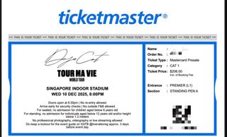 Doja Cat ORIGINAL PRICE - CAT 3 Ma Vie World Tour in Singapore - 10 Dec ...