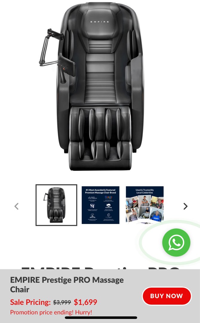 Empire prestige Pro Massage Chair, Health & Nutrition, Massage Devices ...