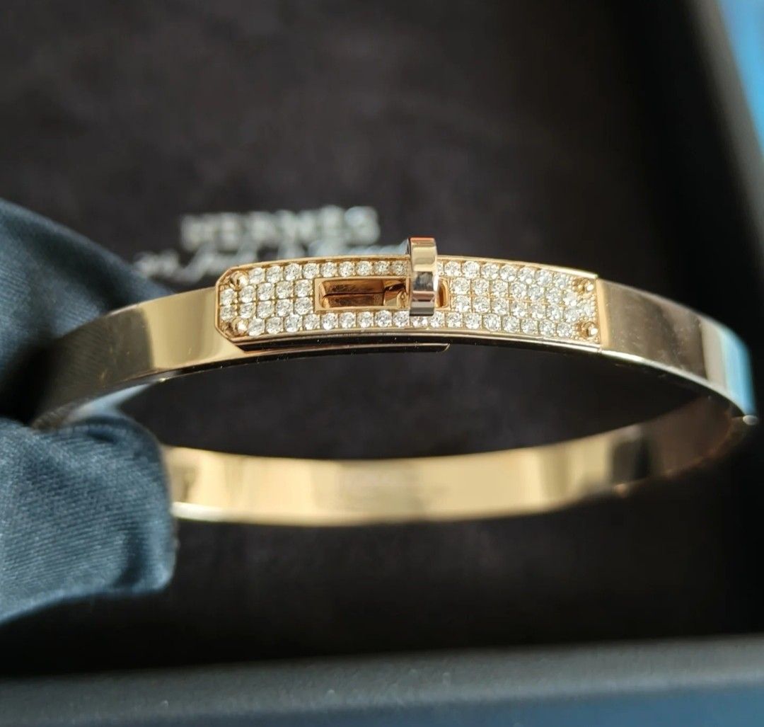 Hermes Kelly Diamond 18k Gold Bracelet Small Model Size SH Comes with ...