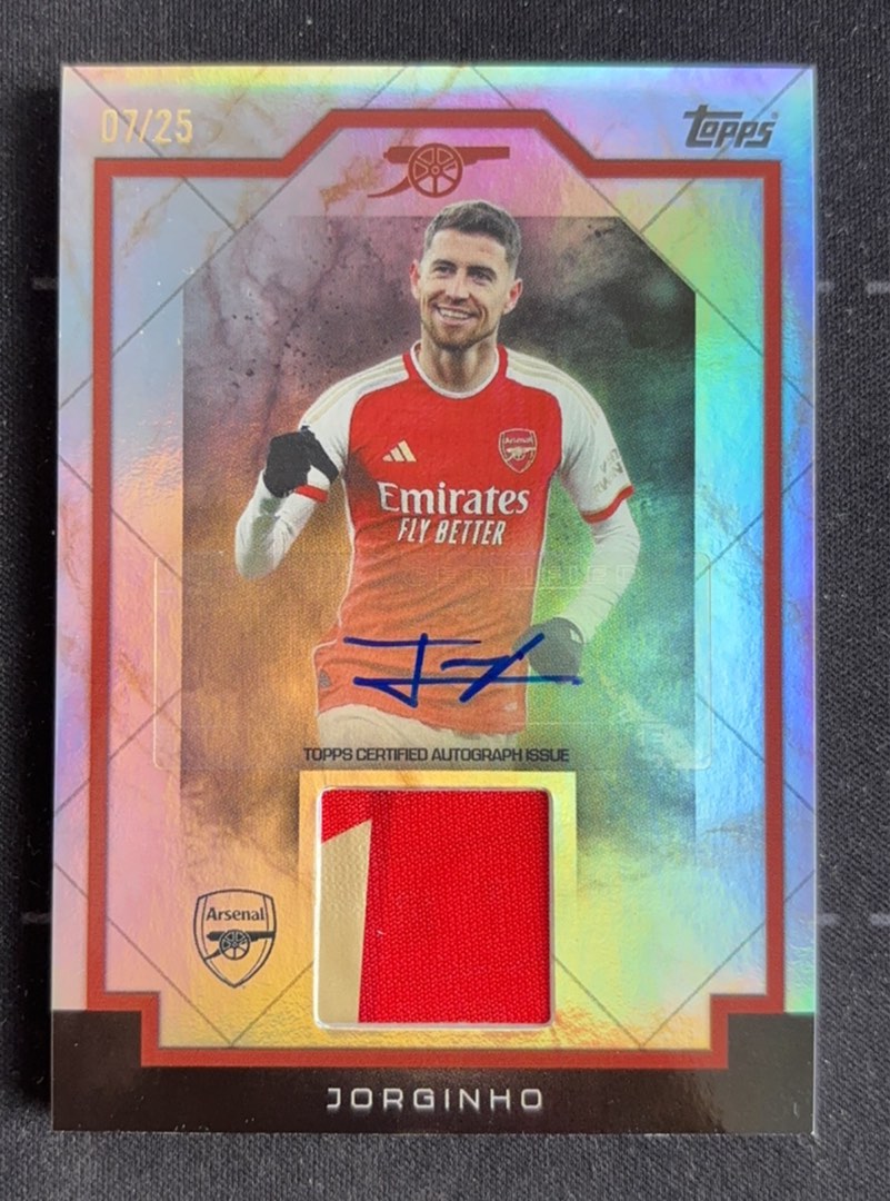 Topps Arsenal team set Jorginho /25 autograph & relic card 阿仙奴 佐真奴 限量25 ...