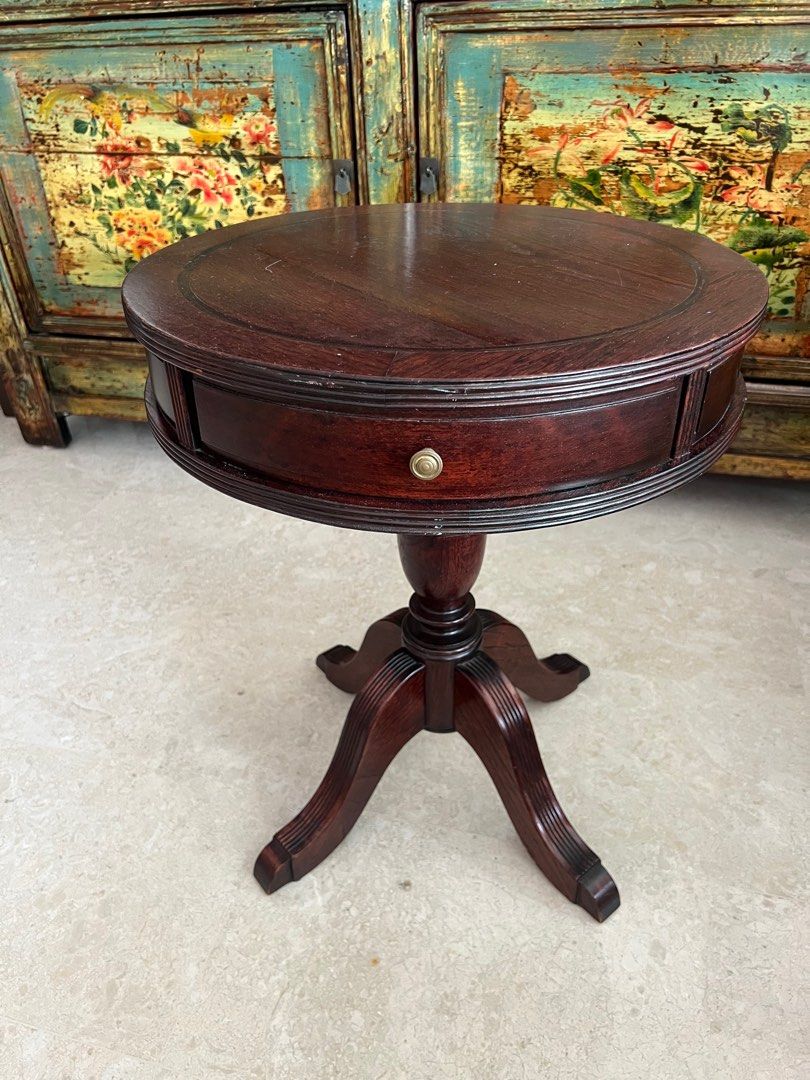 Vintage Round Side Table from Raffle’s Hotel Writer’s Bar!!!, Furniture ...