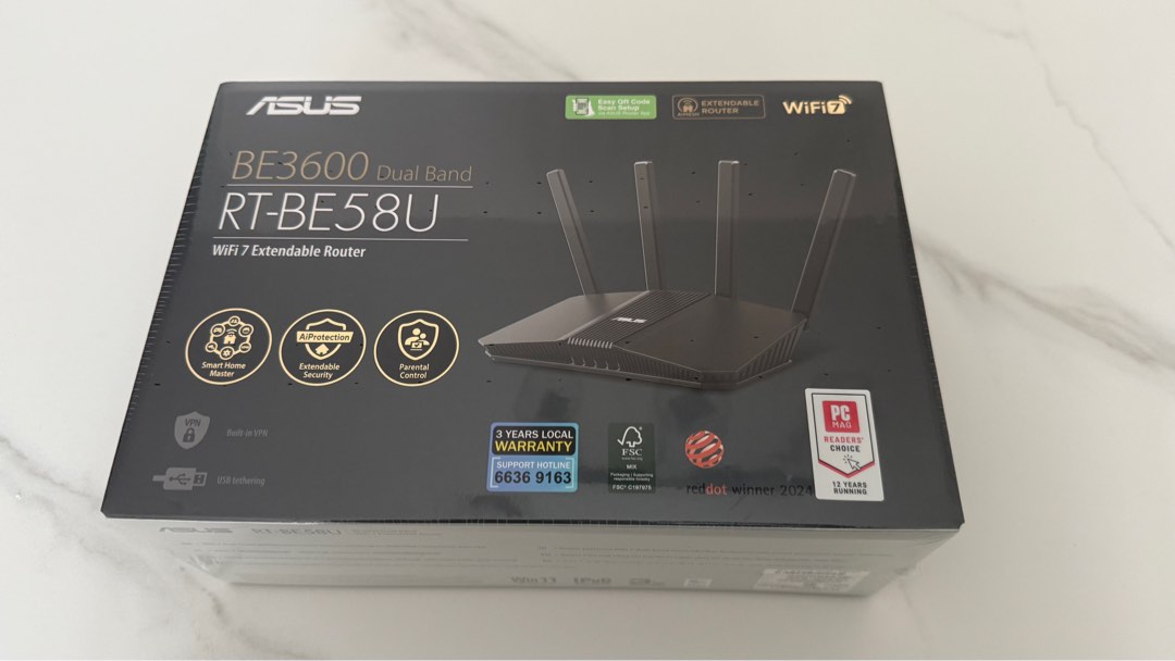 ASUS RT-BE58U BE3600 Dual Band WiFi 7 Extender Router, Computers & Tech ...