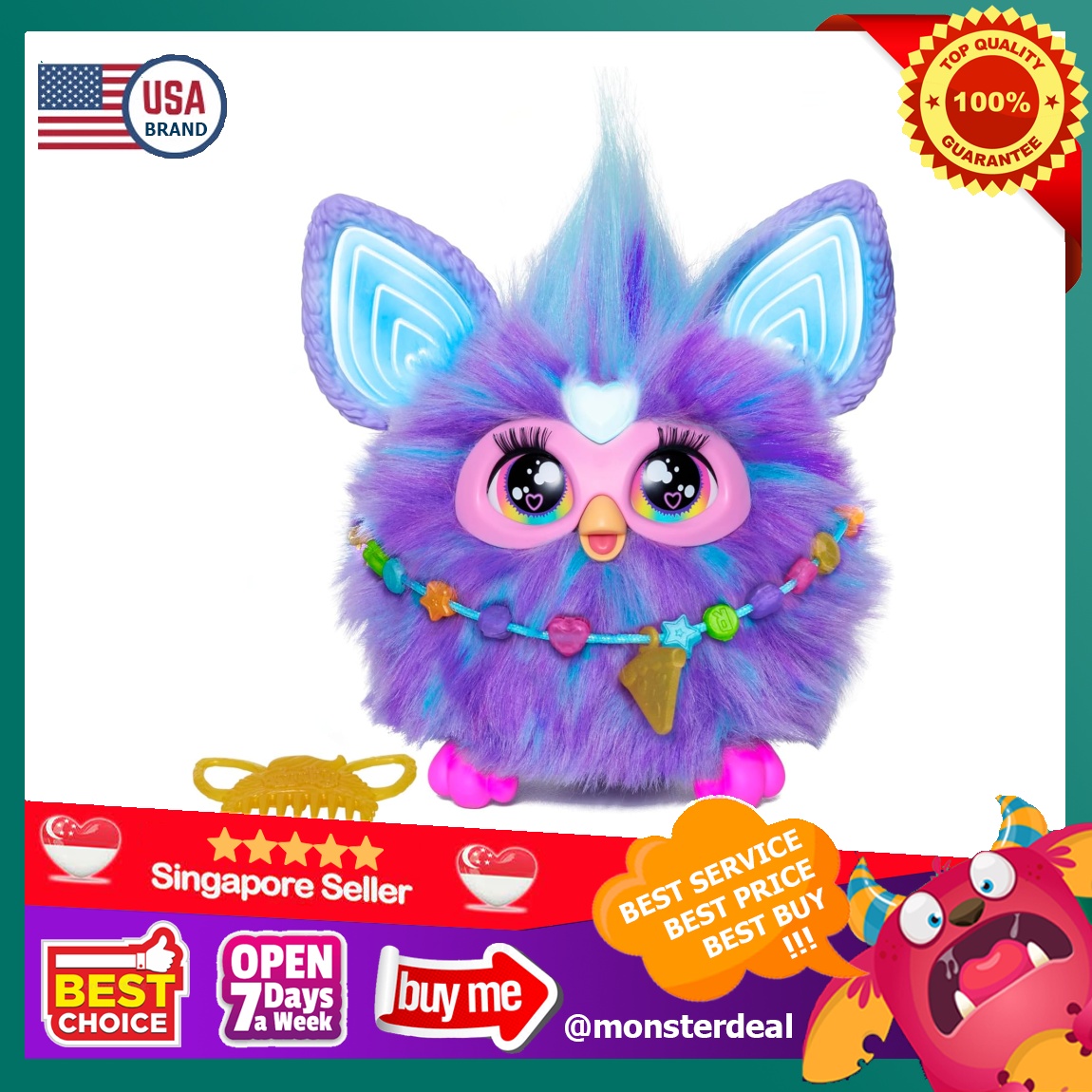 Furby Purple, 15 Fashion Accessories, Interactive Plush Toys for 6 Year ...